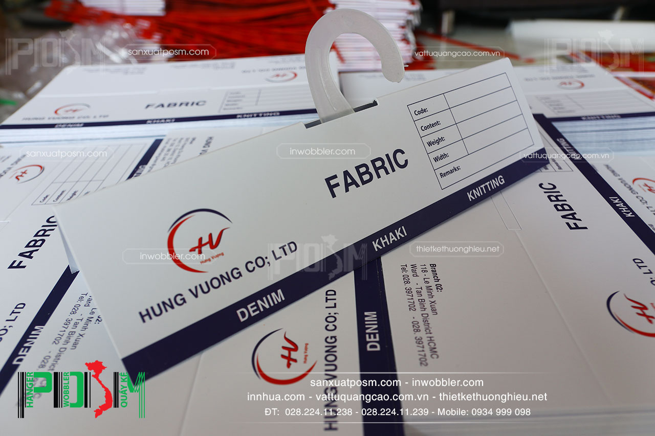 bảng treo mẫu vải, hanger giấy móc vải, sample hanger, hanger kẹp vải